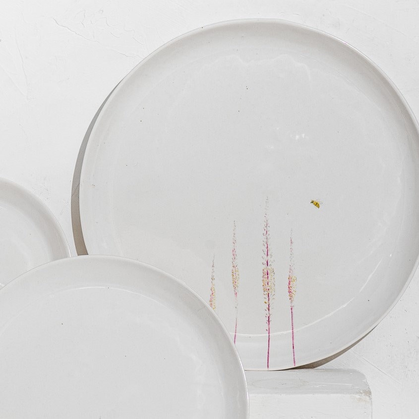 White Ceramic Dinner Plates Set, Floral Ceramic Plate, Main Course ...