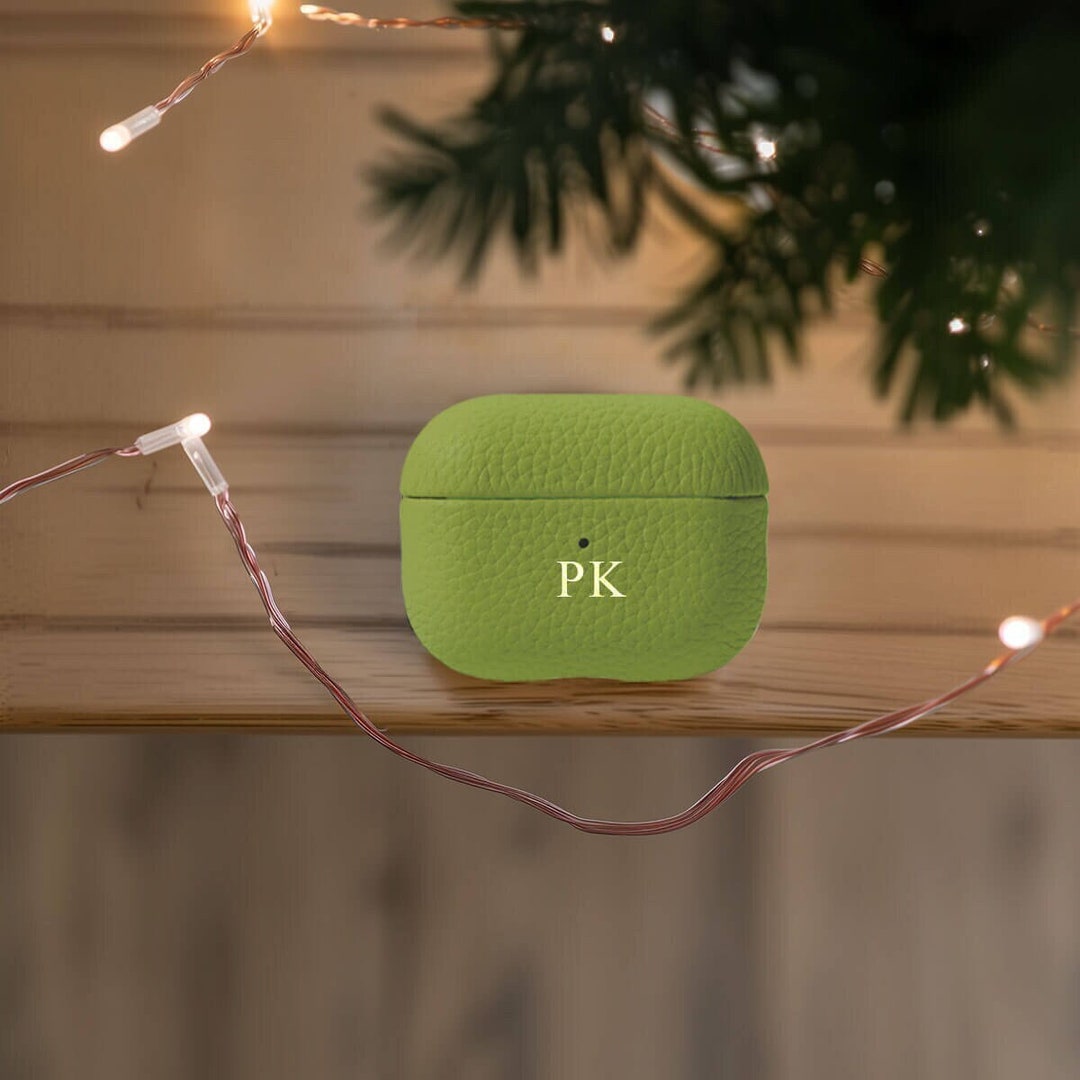 Monogram Custom Apple Airpods Pro 2/1 Luxury Pebble Leather Case ...