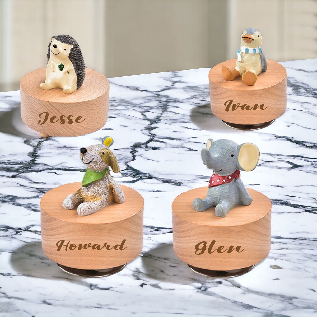 Handmade Custom Animal Rotate Wooden Engraved Music Box, Personalised ...