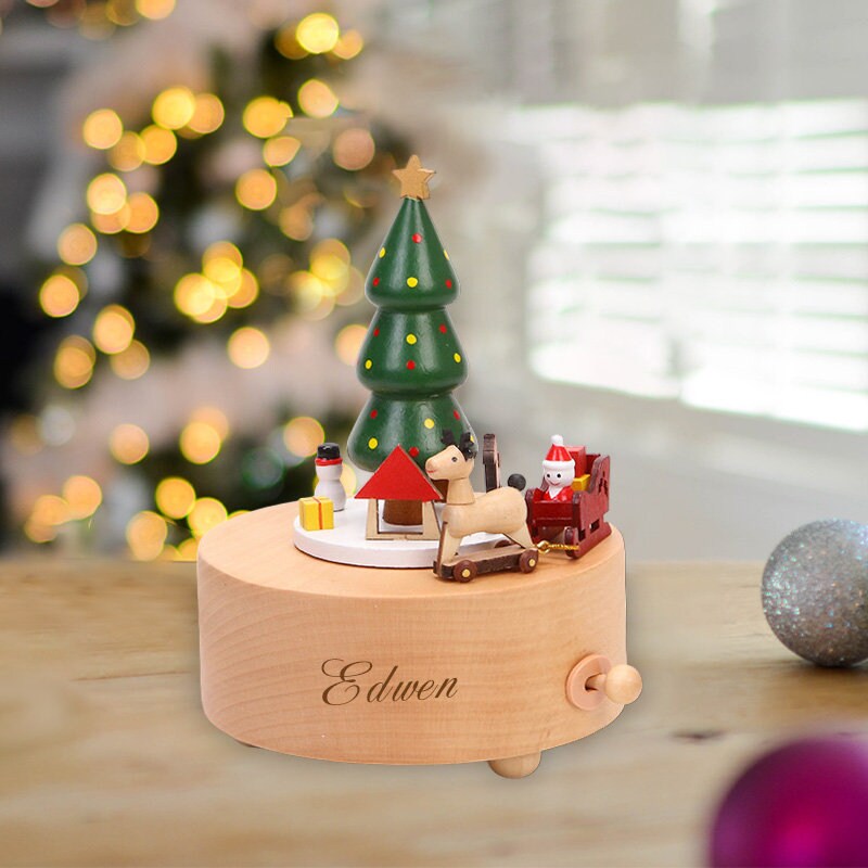 Personalized Handmade Wooden Music Box for Kids, Custom Christmas Music ...