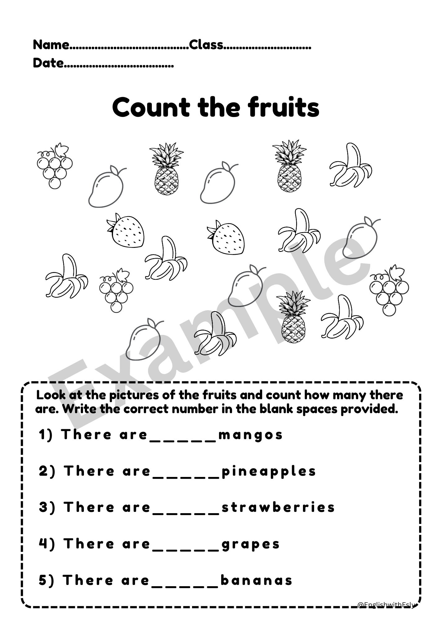 Printable Worksheet Fill in the Missing Words (fruit Vocabulary) and ...