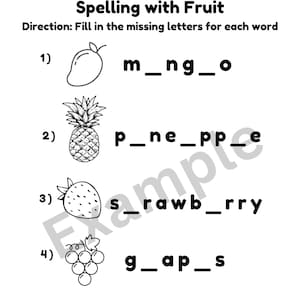 Printable Worksheet Fill in the Missing Words fruit Vocabulary and ...