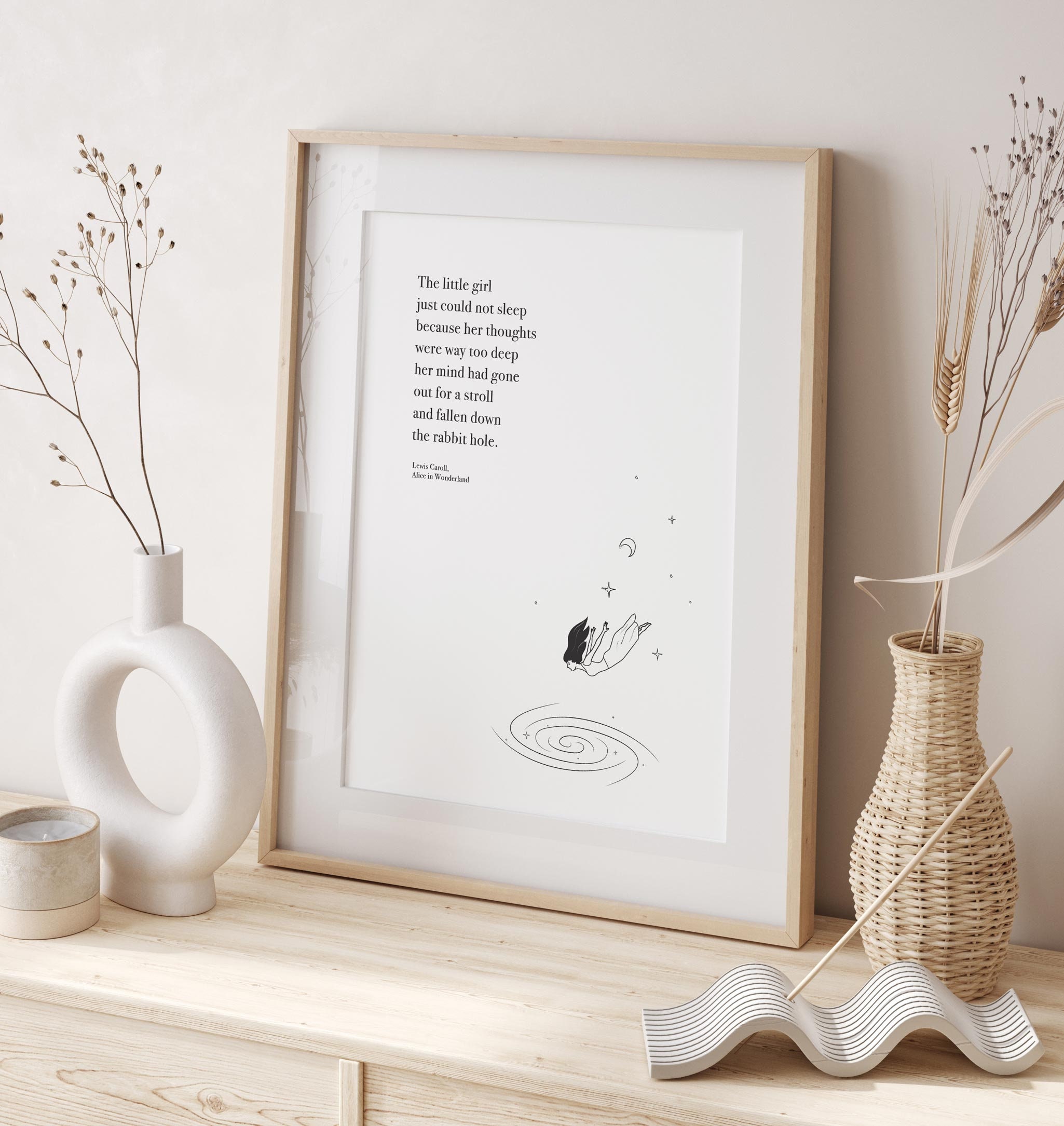 Alice in Wonderland Quote, Falling Down the Rabbit Hole Quote, Wall Art ...