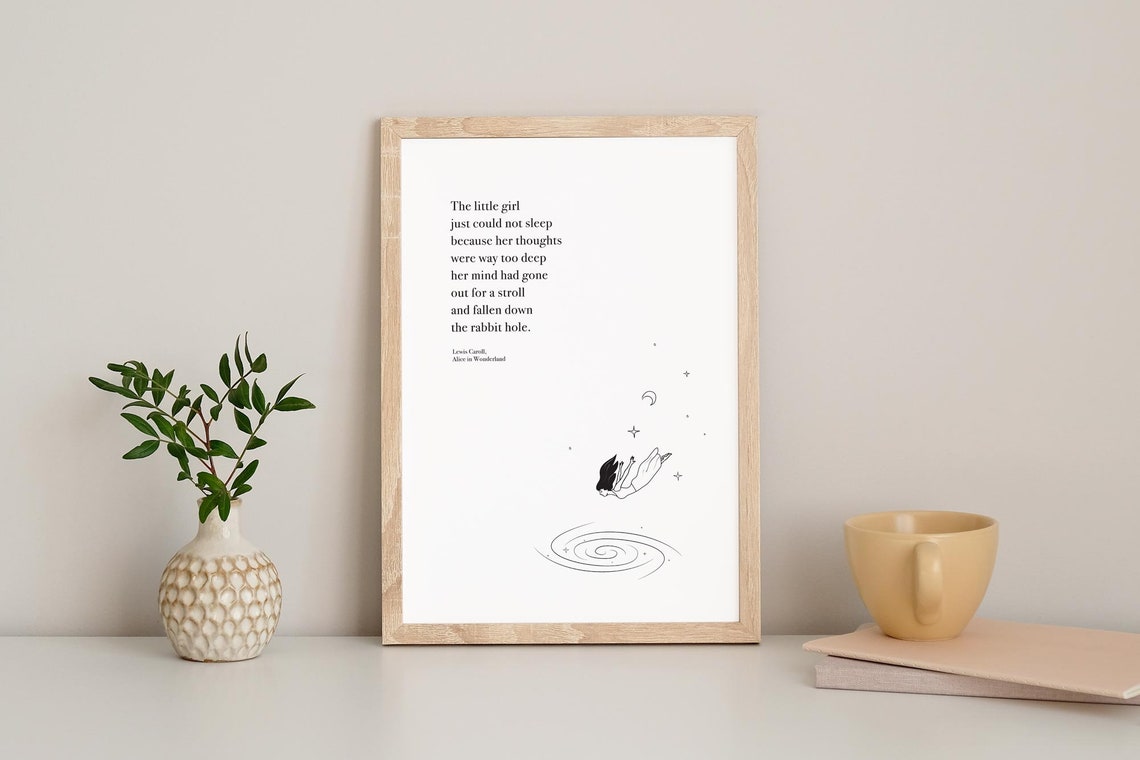Alice in Wonderland Quote Falling Down the Rabbit Hole Quote - Etsy