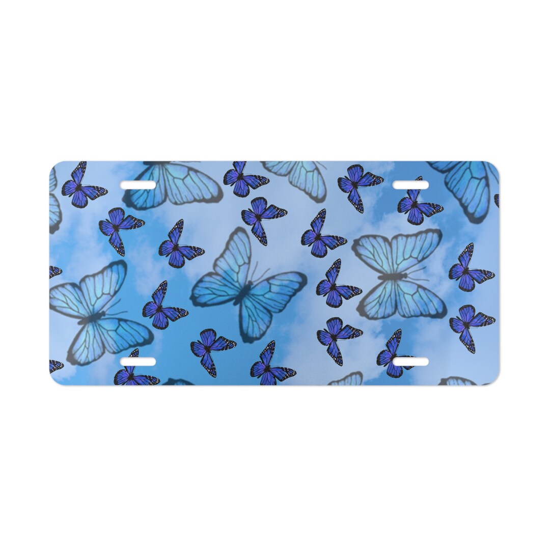 Blue Butterfly Aluminum Vanity License Plate – Whimsical Car Accessory ...