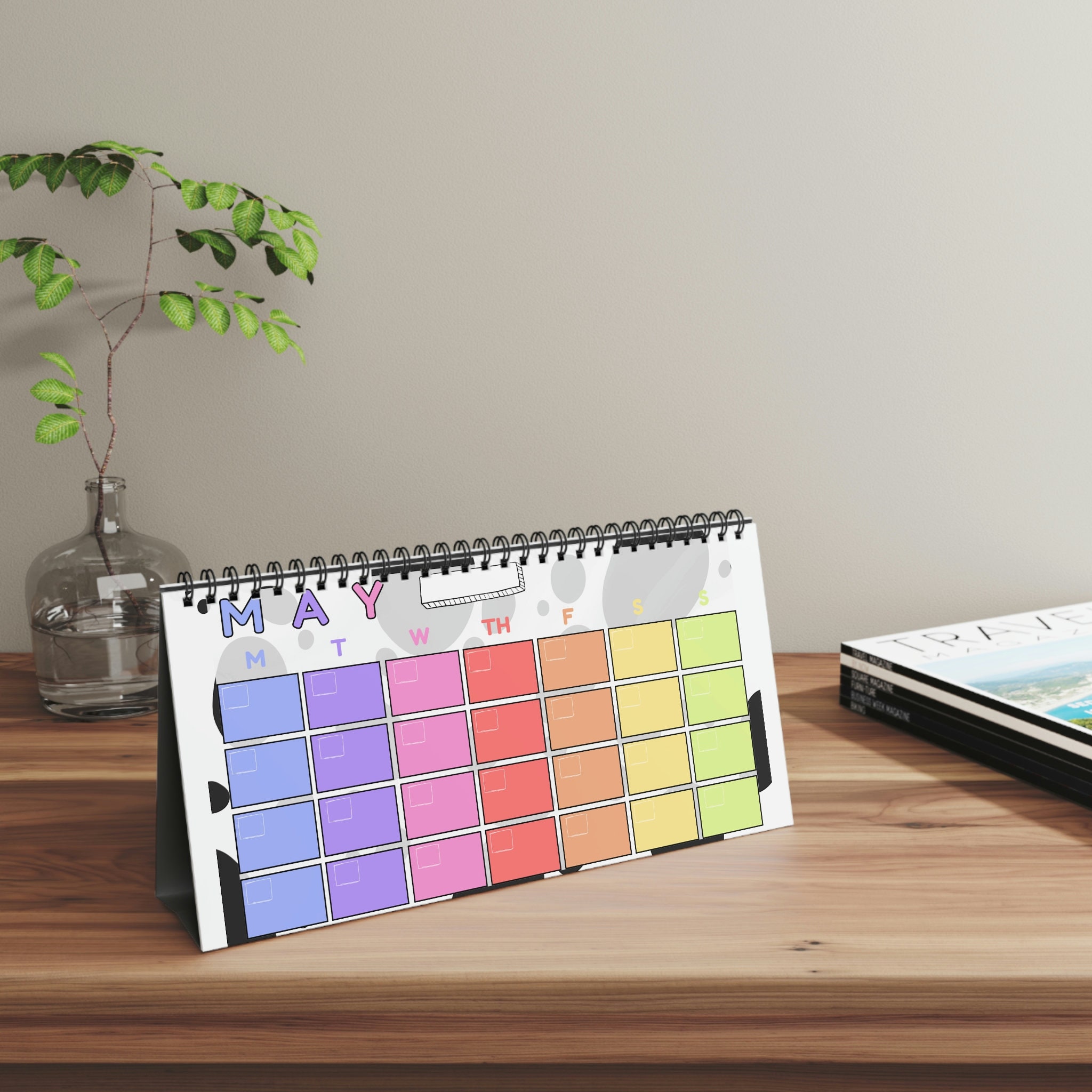 Rainbow Aesthetic UNDATED Desk Calendar - Etsy