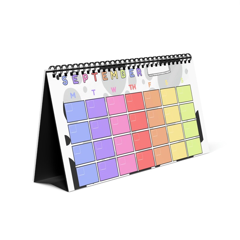 Rainbow Aesthetic Undated Desk Calendar – Colorful Monthly Planner for ...