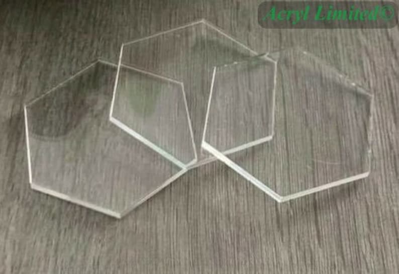 Hexagon Acrylic Plastic | Clear Laser Cut | All Sizes | 3mm Thickness ...