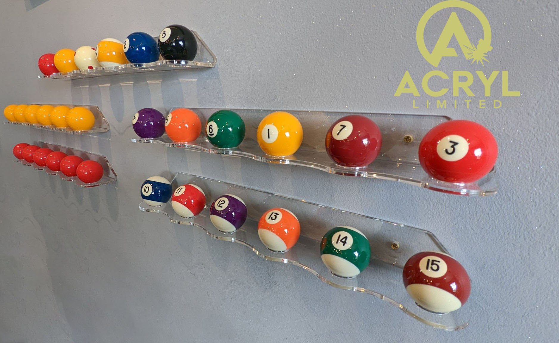Modern Wall-mounted Billiard Ball Rack | Pool Cue Holder Organizer ...