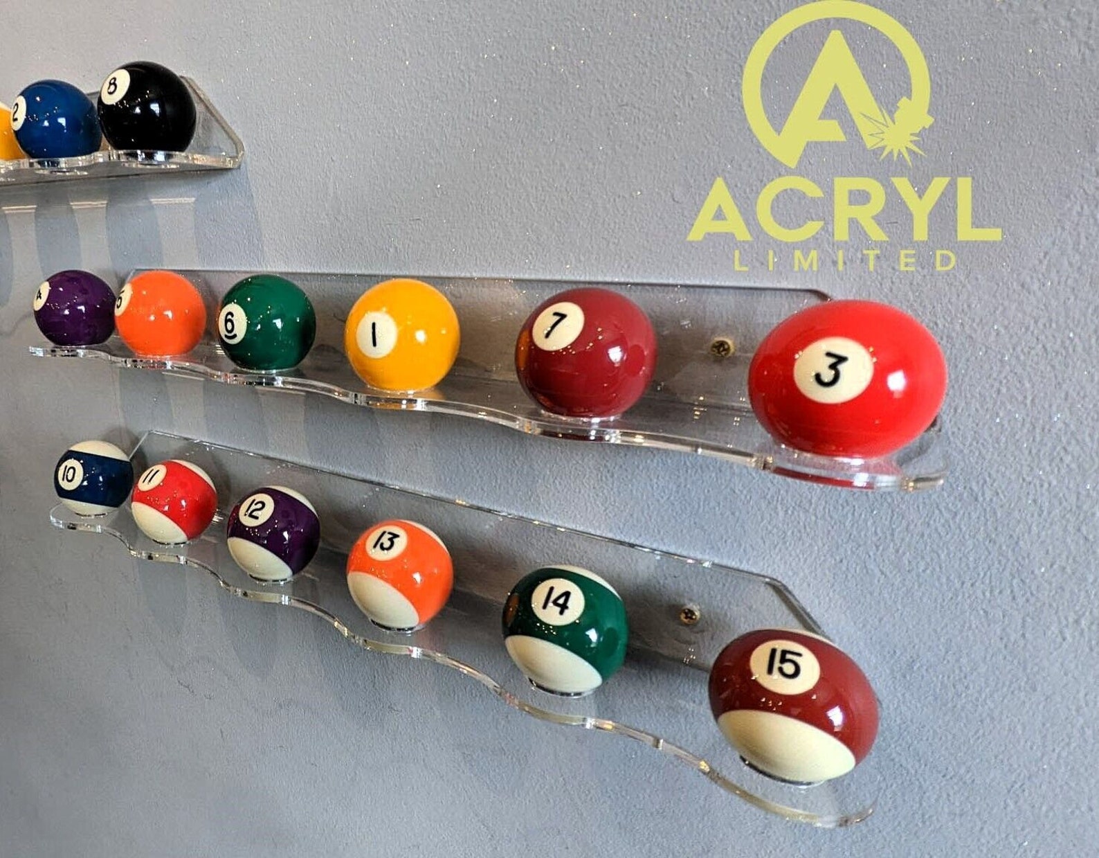 Modern Wall-mounted Billiard Ball Rack Pool Cue Holder Organizer ...