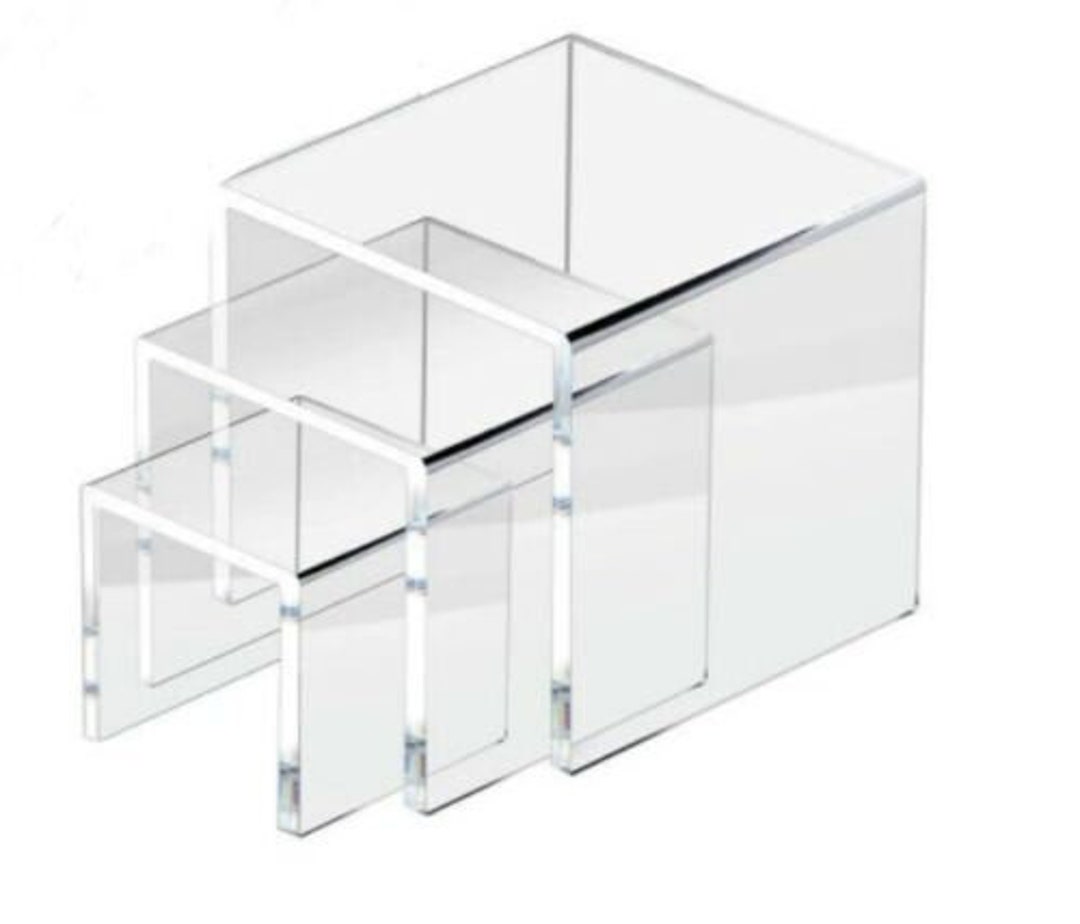 Clear Acrylic Display Stand Shop Home Perspex Plastic Riser 3mm ...