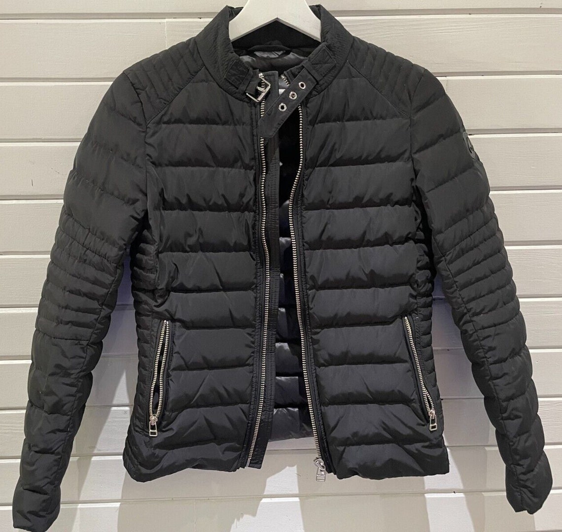 Moose Knuckles Down Light Puffer Jacket Black Neck Buckles Size Women ...