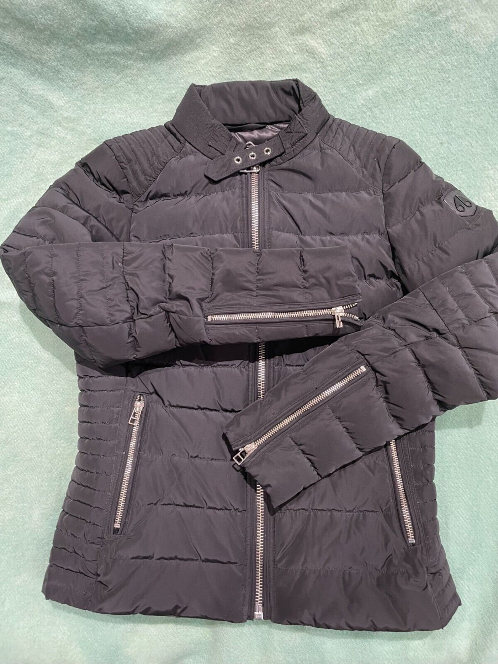Moose Knuckles Down Light Puffer Jacket Black Neck Buckles Size Women ...