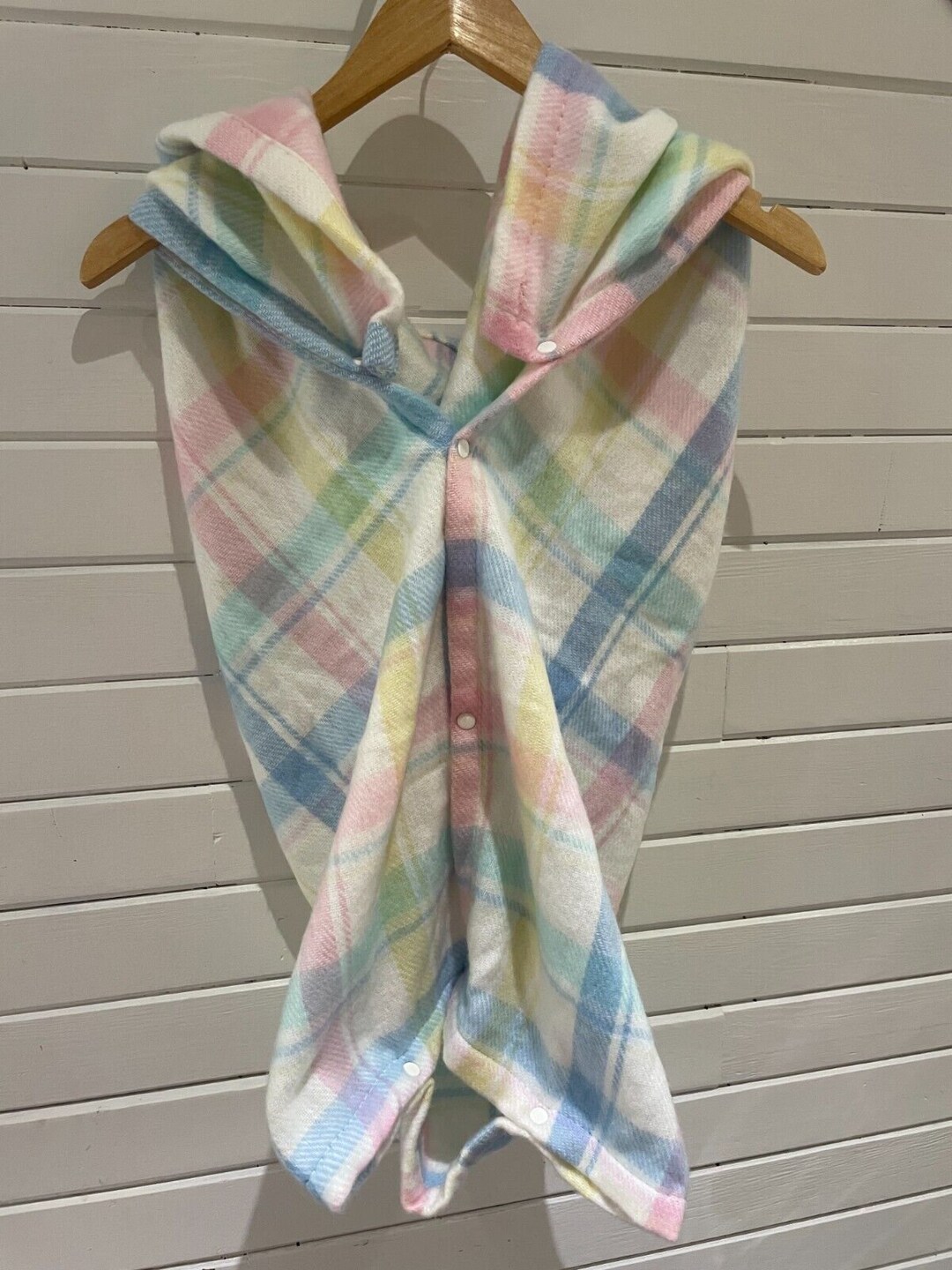 Vintage Snap Baby Bunting Acrylic Pastel Plaid Wrap Blanket Snuggle USA ...