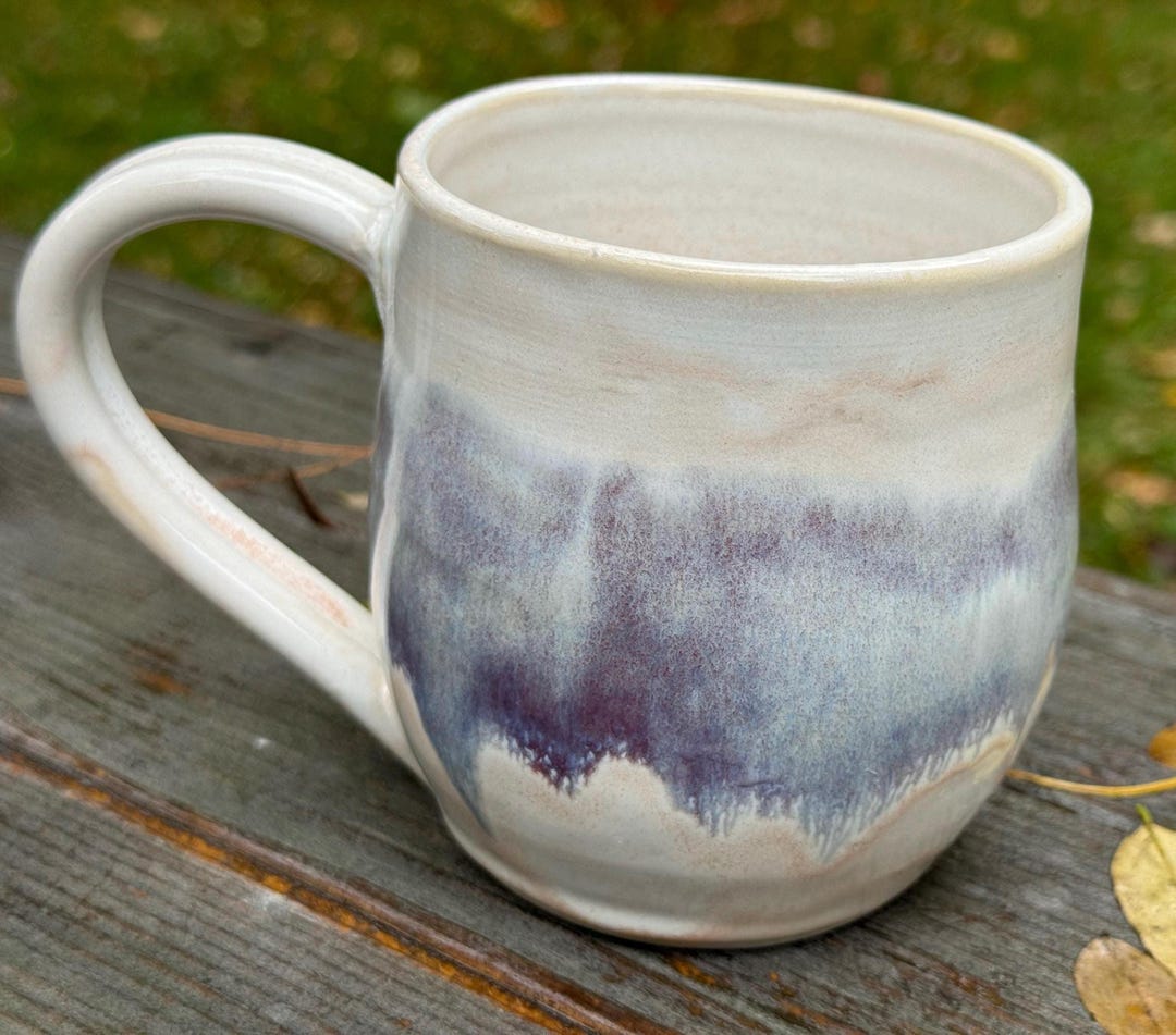 Large Creamy White and Vibrant Purple Mug, Purple Mug, 18 Ounce ...