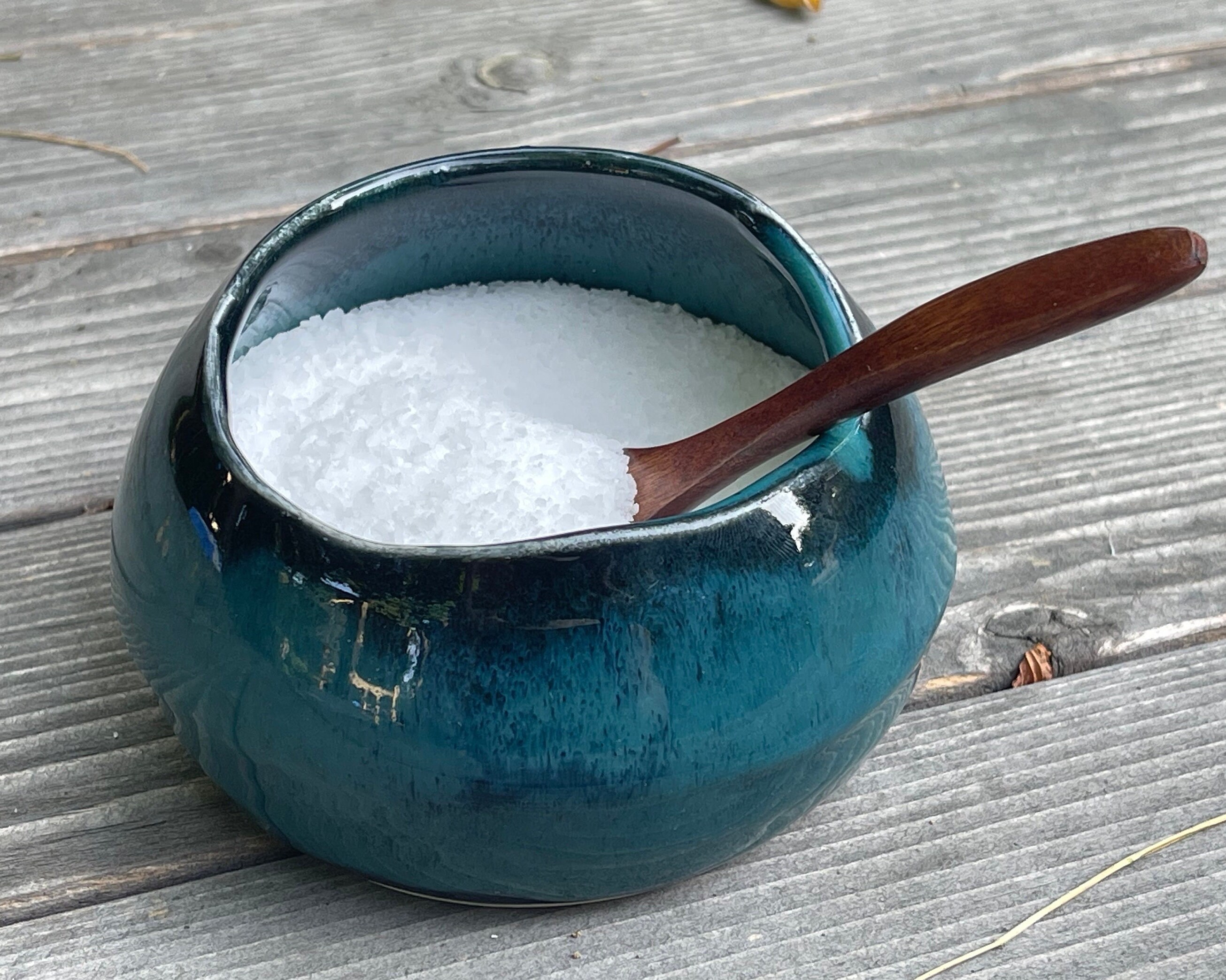 Teal Salt Cellar Blue and Green Salt Cellar Turquoise Salt - Etsy