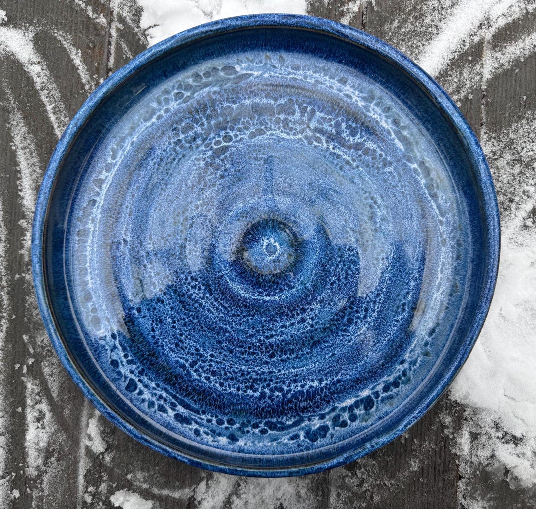Large Blue Platter, Blue Pottery Platter, Blue Serving Plate, Blue ...