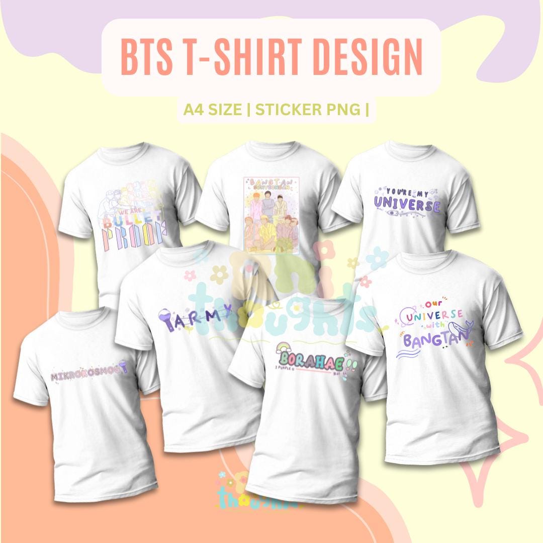 7 BTS T-shirt Design Png | K-pop Fan Art Digital Download | Aesthetic ...