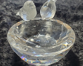 Swarovski Bird Bath/basin Fine Crystal Bowl With Two Frosted Birds on ...