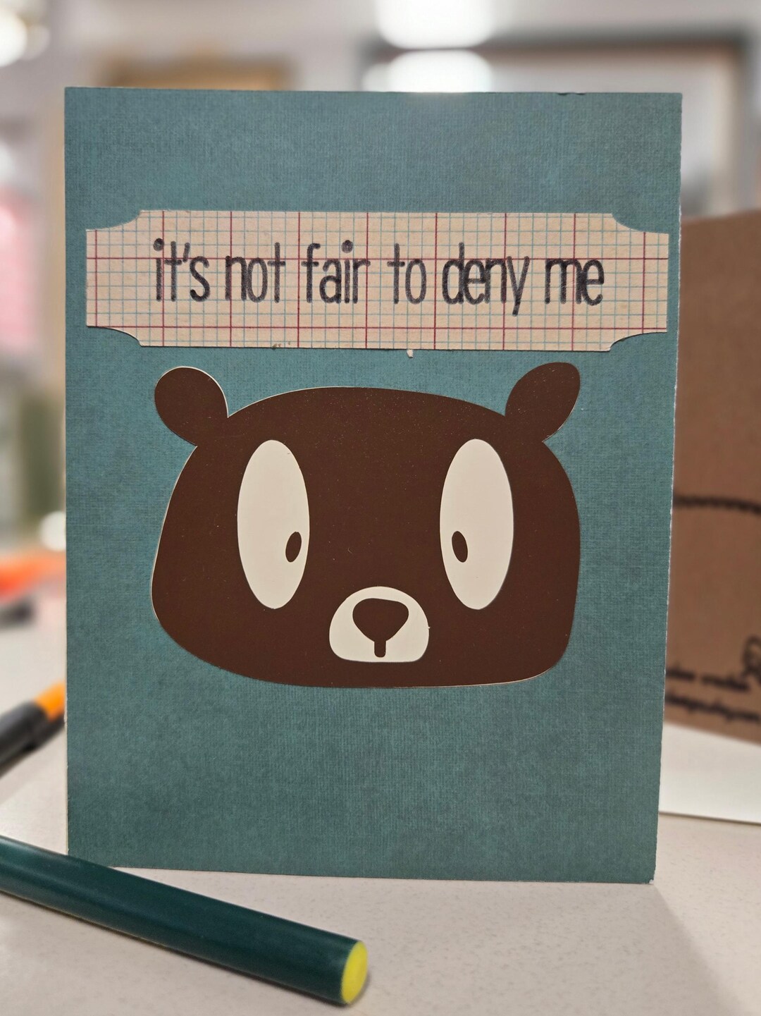 Funny Cross-eyed Bear Notecard: 90s Rock Humor - Etsy