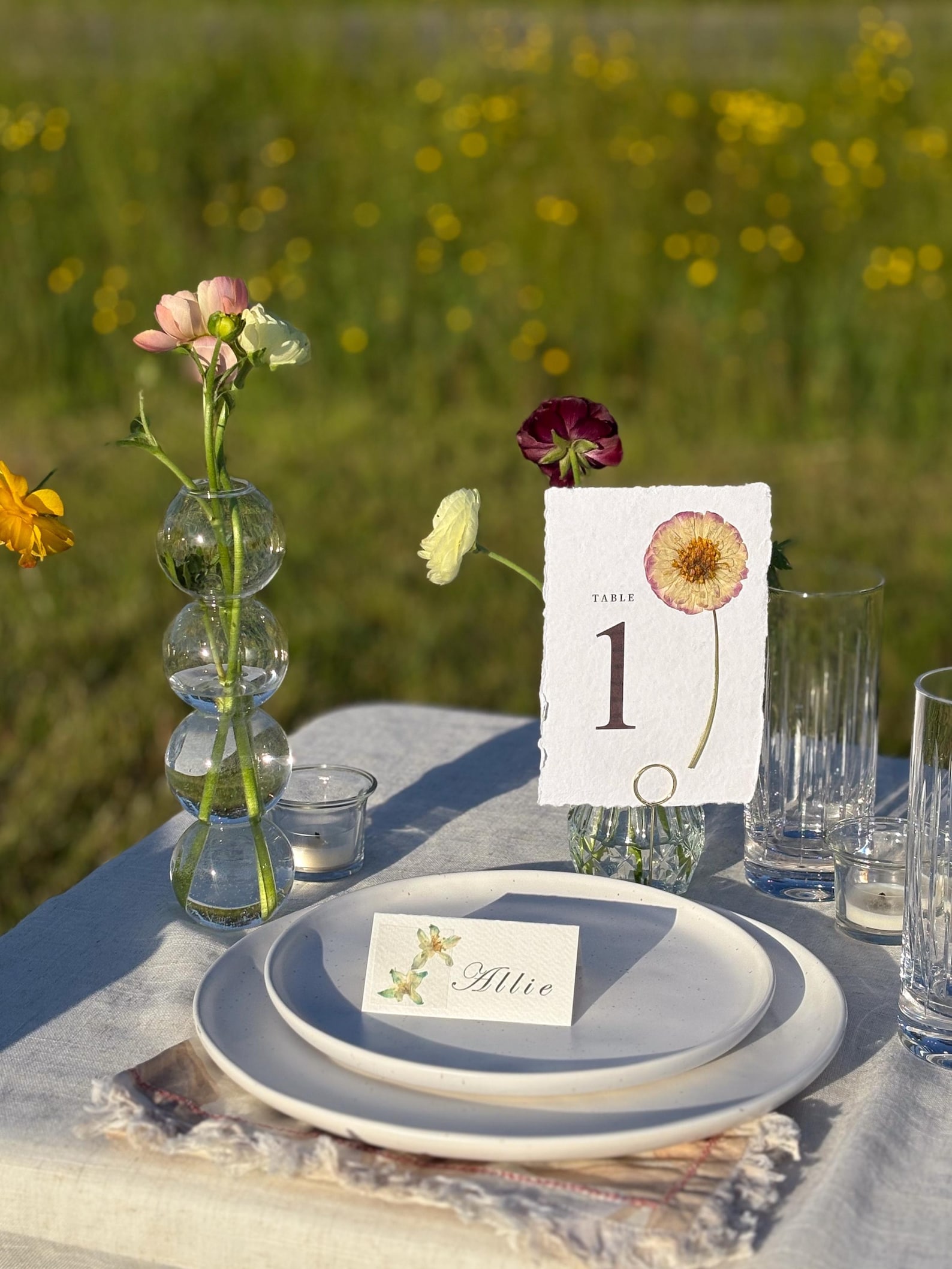 Pressed Flower Wedding Table Numbers: Handmade Deckle Edge Paper - Etsy