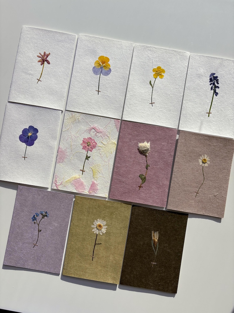Pressed Flower Card: Handmade Floral Greeting Card With Kraft Envelope ...
