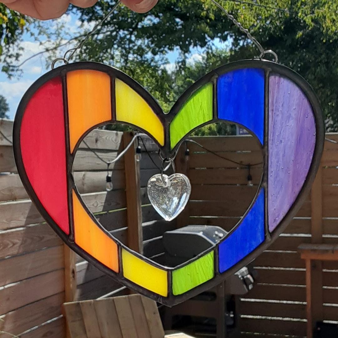Rainbow Heart Suncatcher - Etsy