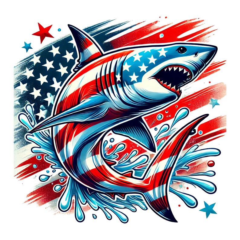 Patriotic Fish, Lobster, and Shark Vector Pngs Perfect for DIY July 4th ...