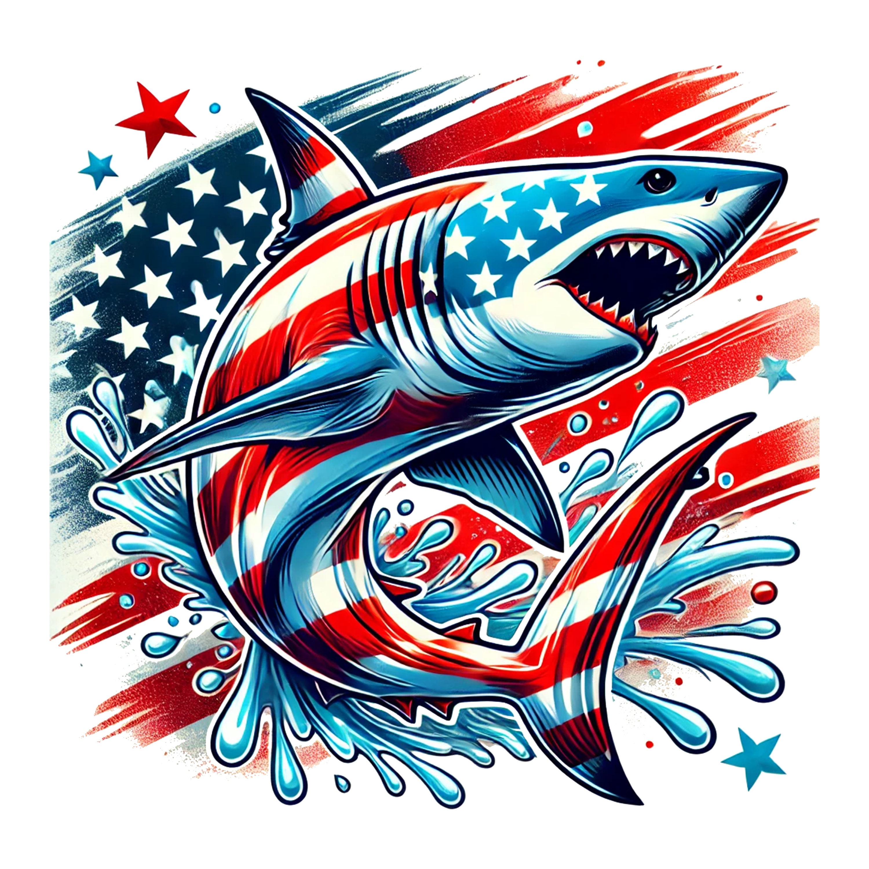 Patriotic Fish, Lobster, and Shark Vector Pngs Perfect for DIY July 4th ...