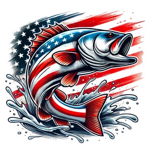 Patriotic Fish, Lobster, and Shark Vector Pngs Perfect for DIY July 4th ...