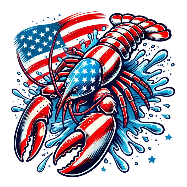 Patriotic Fish, Lobster, and Shark Vector Pngs Perfect for DIY July 4th ...