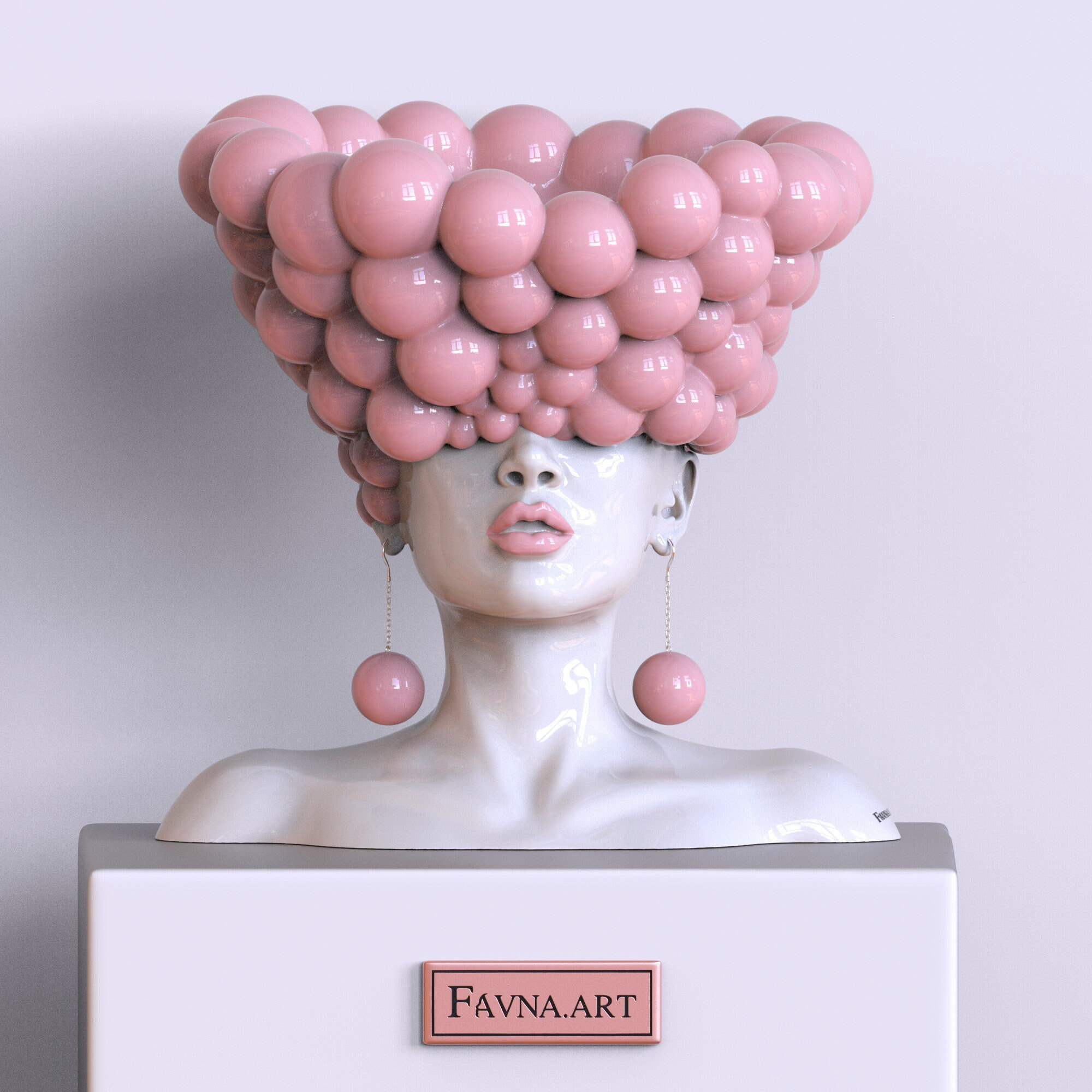 Sculpture Woman Bust Statue for Interior in Light Pink Barbie Colors ...