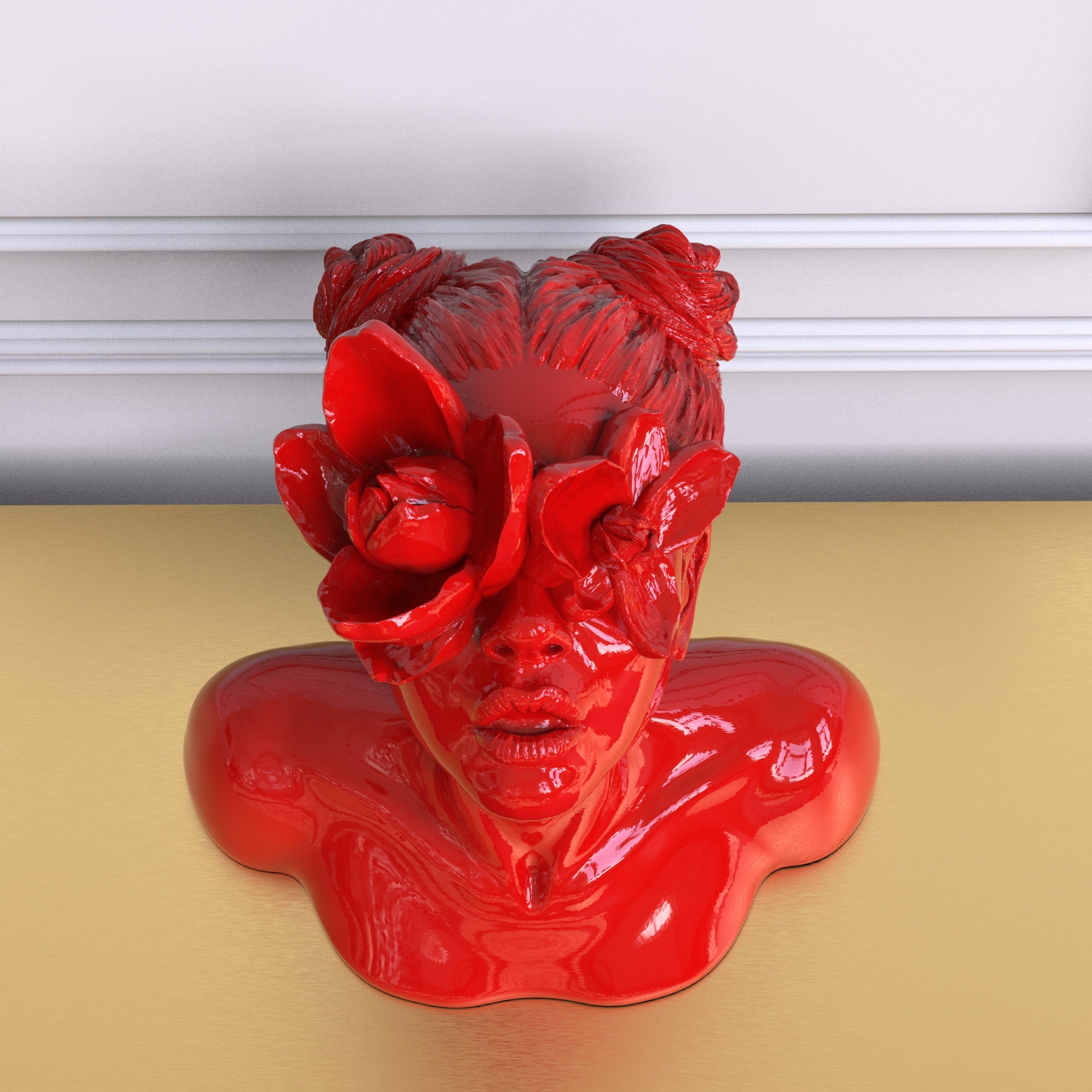 Unique Bust Statue Sculpture daughter of a Faun Red by Favna.art ...