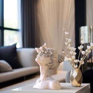 Contemporary Sculpture Statue for Interiordaughter of a Faun White ...