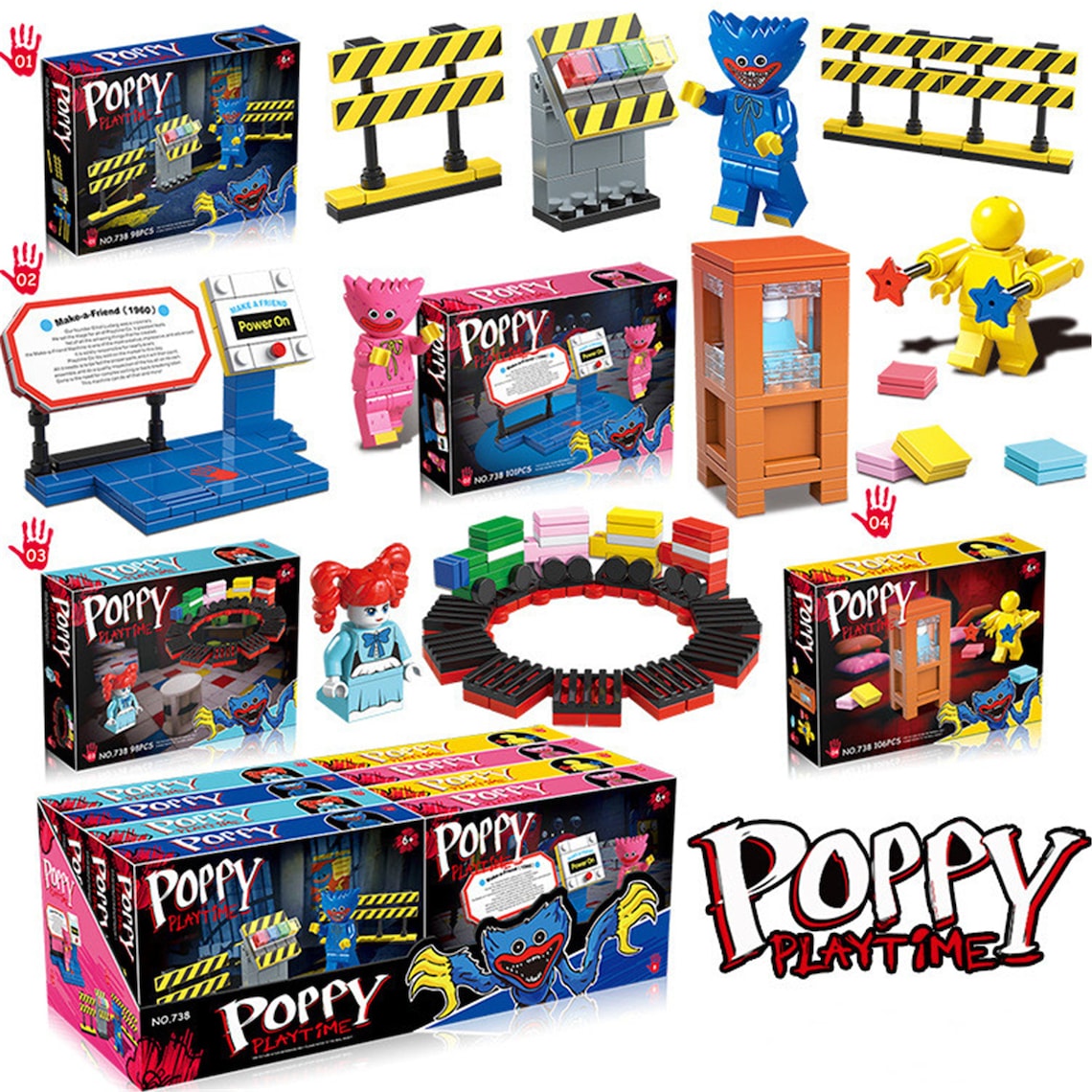 4 en 1 Poppy Playtime Figurines Jouets Figurines daction - Etsy France