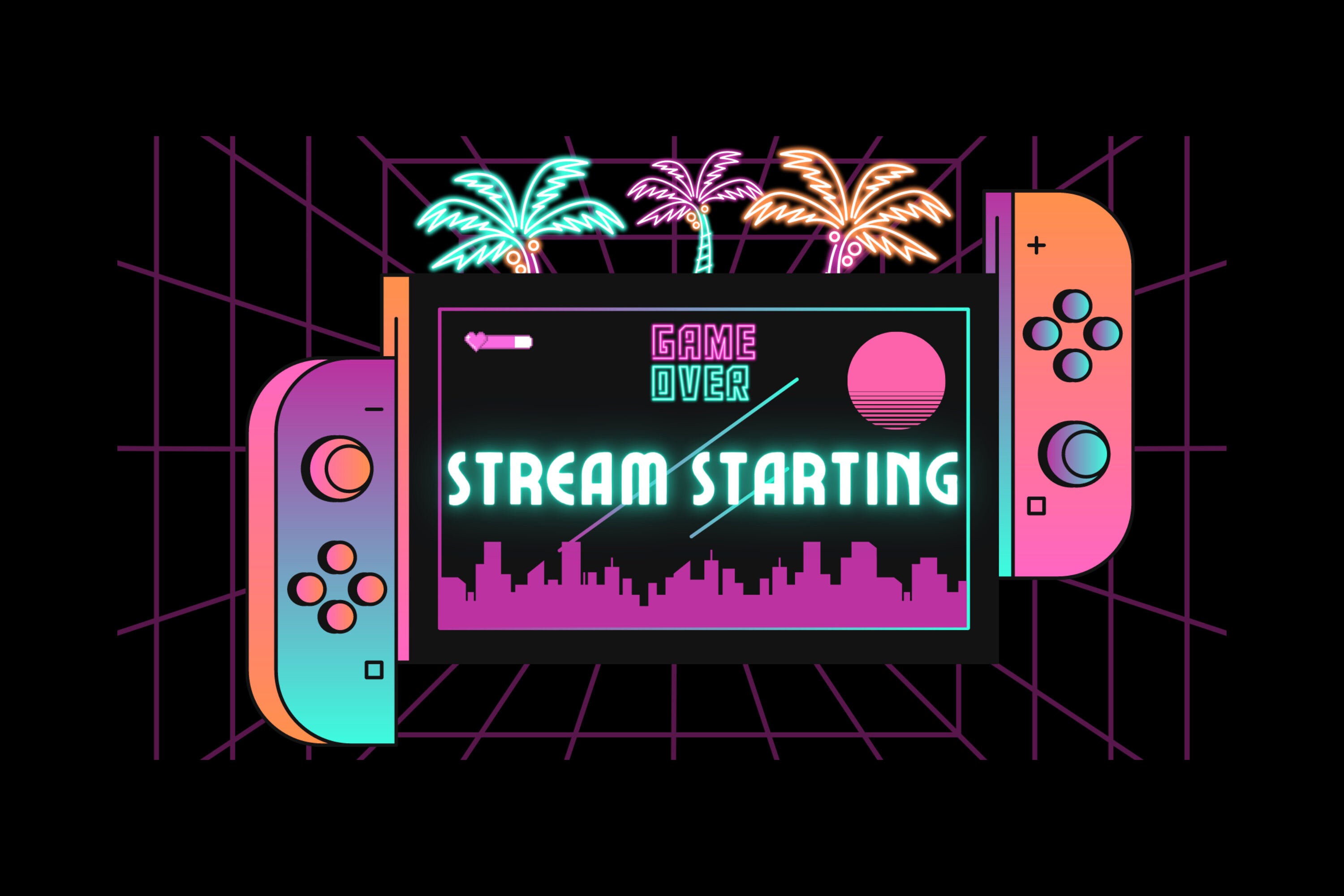 Neon Retro Stream Overlay, Stream Pack for Twitch, Twitch Pack, Twitch ...