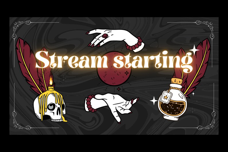 Goth Witch Stream Pack, Animated Layouts, Streaming Overlays, Panel ...