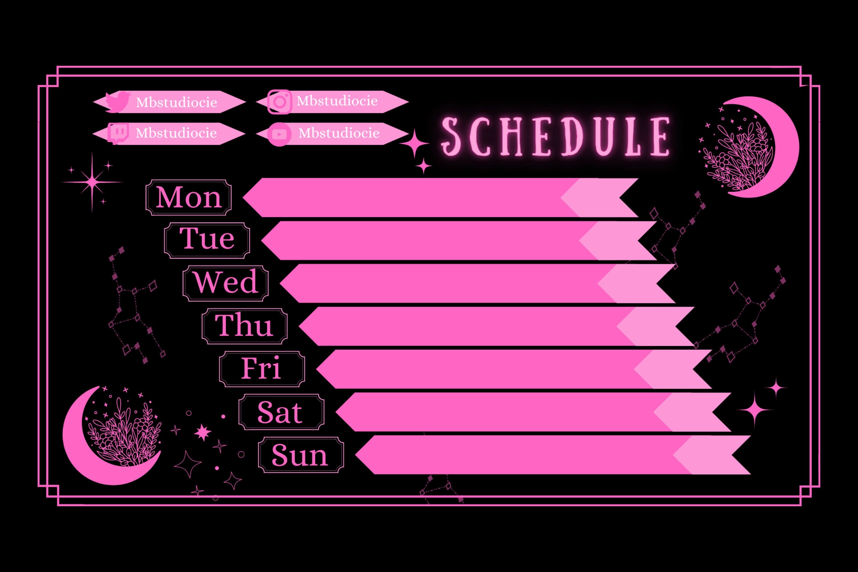 Pink Twitch Schedule Template Celestial Twitch Overlay - Etsy