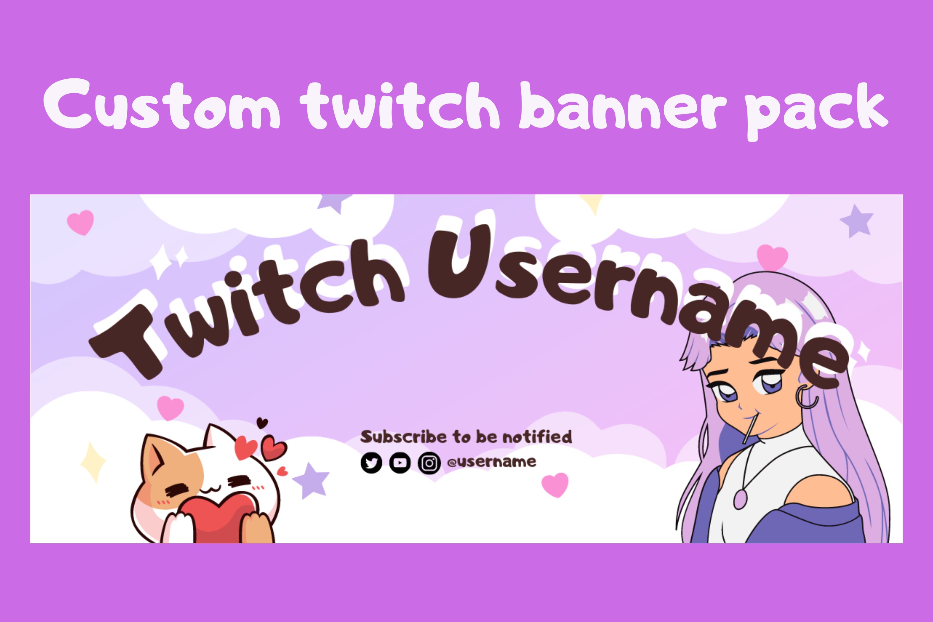 Custom Anime Twitch Banner for Gamer Girls, Youtube Banner, Profile ...