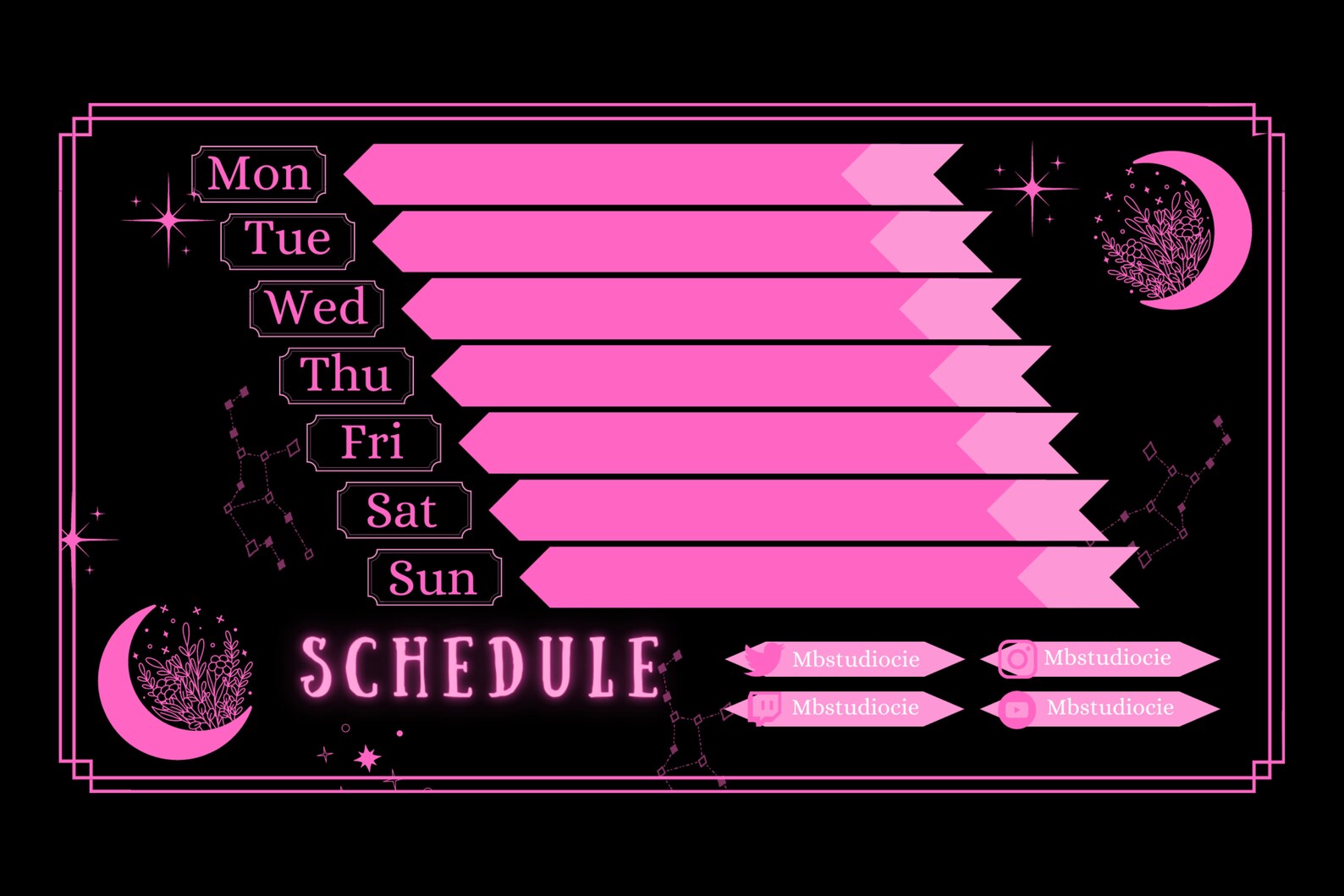 Pink Twitch Schedule Template Celestial Twitch Overlay - Etsy