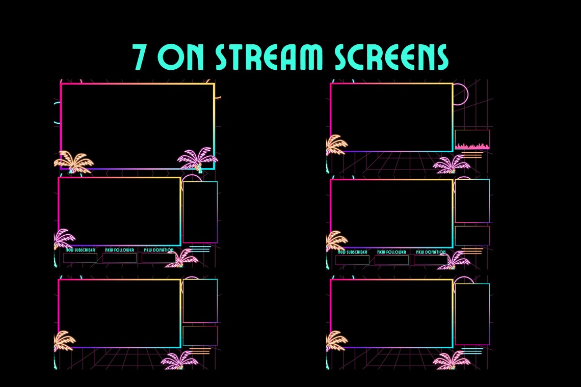 Neon Retro Stream Overlay, Stream Pack for Twitch, Twitch Pack, Twitch ...