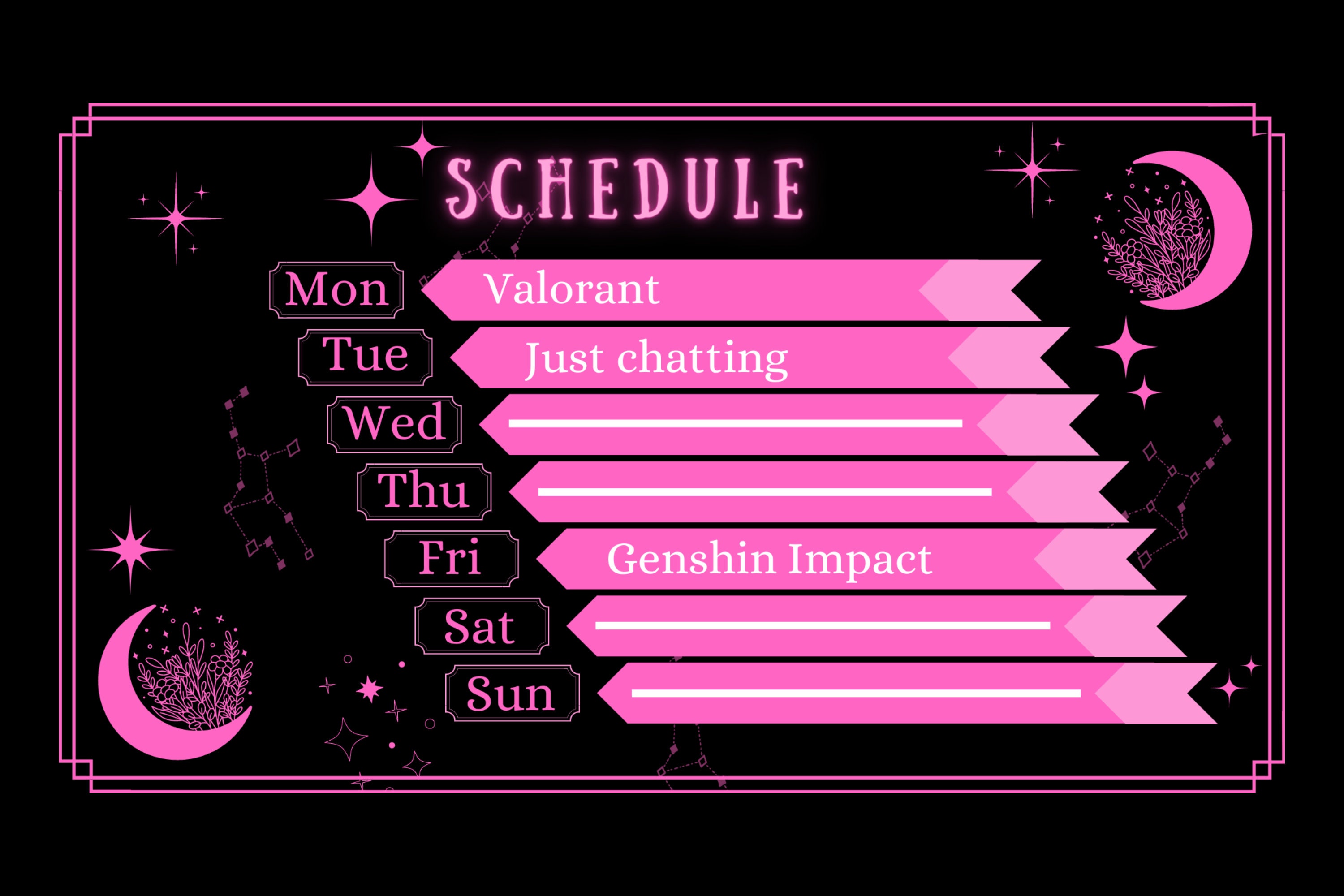 Pink Twitch Schedule Template Celestial Twitch Overlay - Etsy