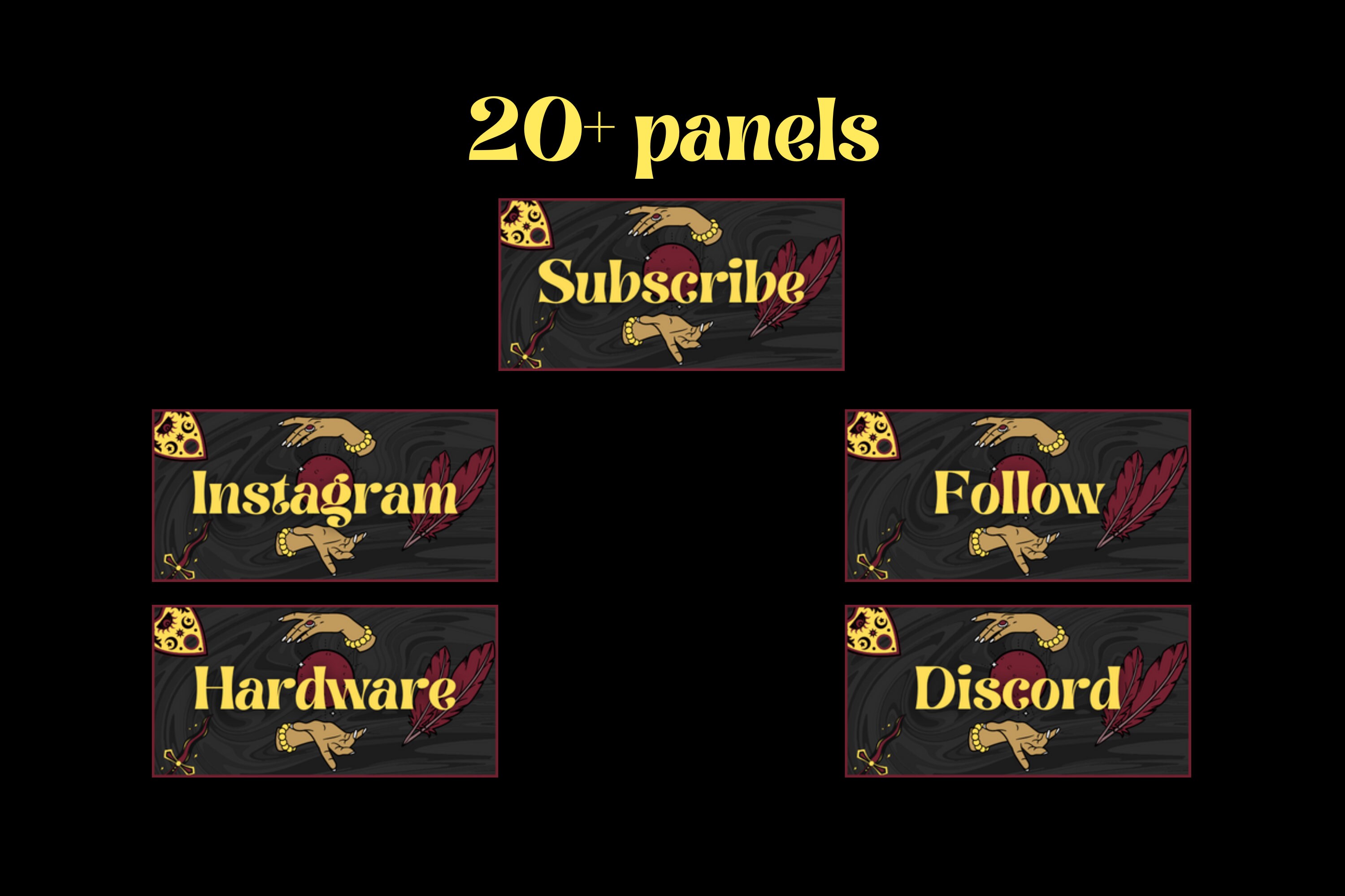 Goth Witch Stream Pack, Animated Layouts, Streaming Overlays, Panel ...