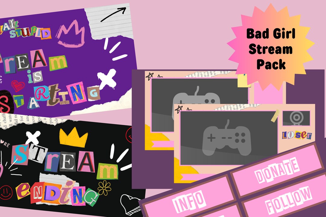 Animated Twitch Overlay Bad Girl Pink Stream Overlay Burn - Etsy