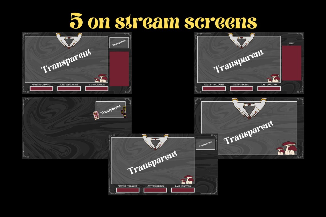 Goth Witch Stream Pack, Animated Layouts, Streaming Overlays, Panel ...