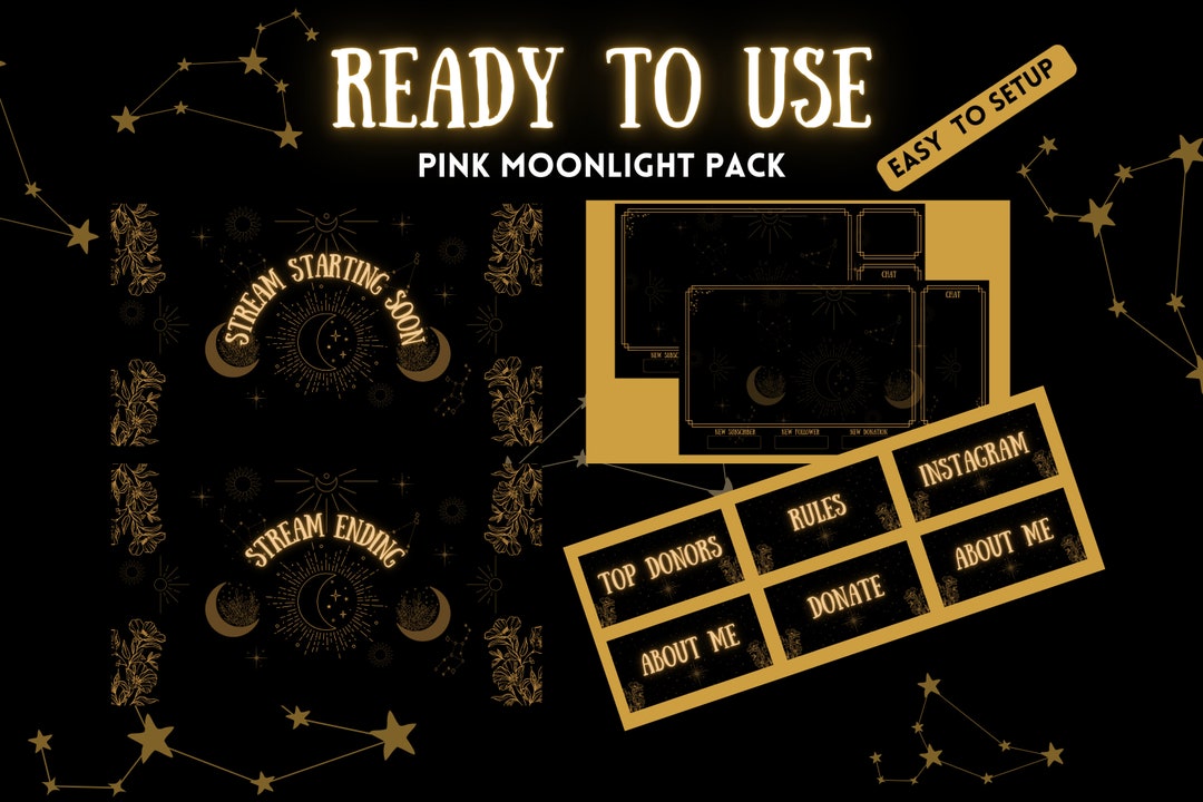 Moon Stream Overlay Twitch Overlay Streaming Overlay Pack - Etsy Australia