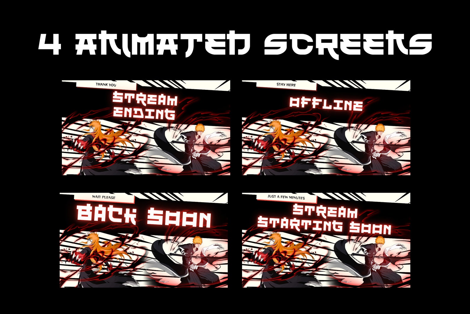 Manga Twitch Overlays Animated Anime Overlay Twitch Stream - Etsy UK