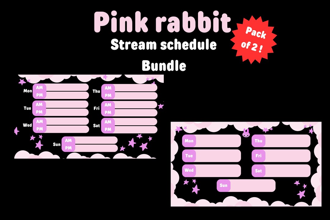 Pink Twitch Schedule Template Bunny Twitch Overlay Twitch - Etsy