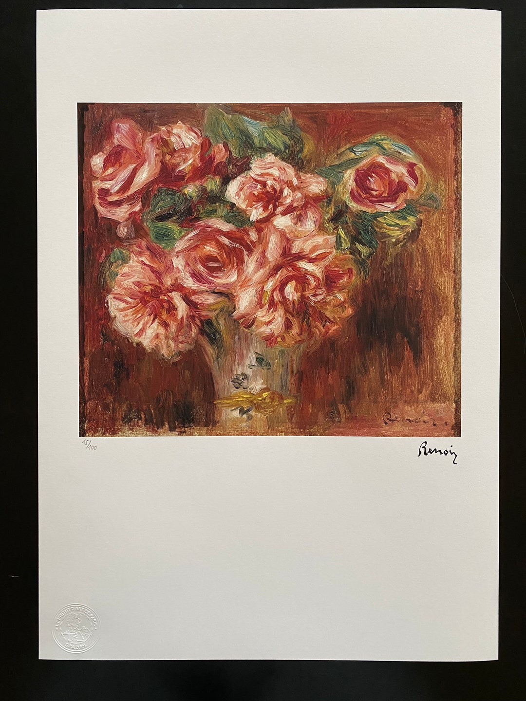 Pierre-auguste Renoir moss Roses roses Dans Un Vase L'institue D'art ...