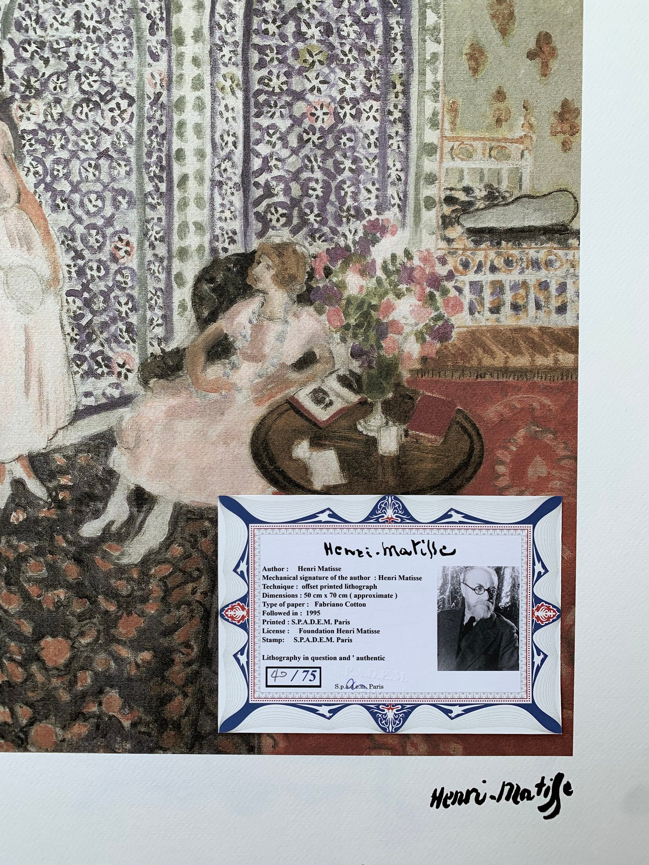 Henri Matisse the Moorish Screen,1921 Lithography, Certificate, Signed ...